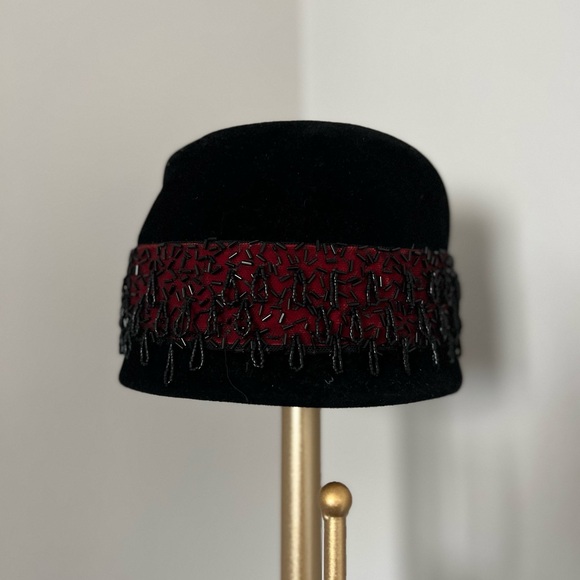 Vintage | Accessories | Vintage Black And Red Beaded Hat | Poshmark